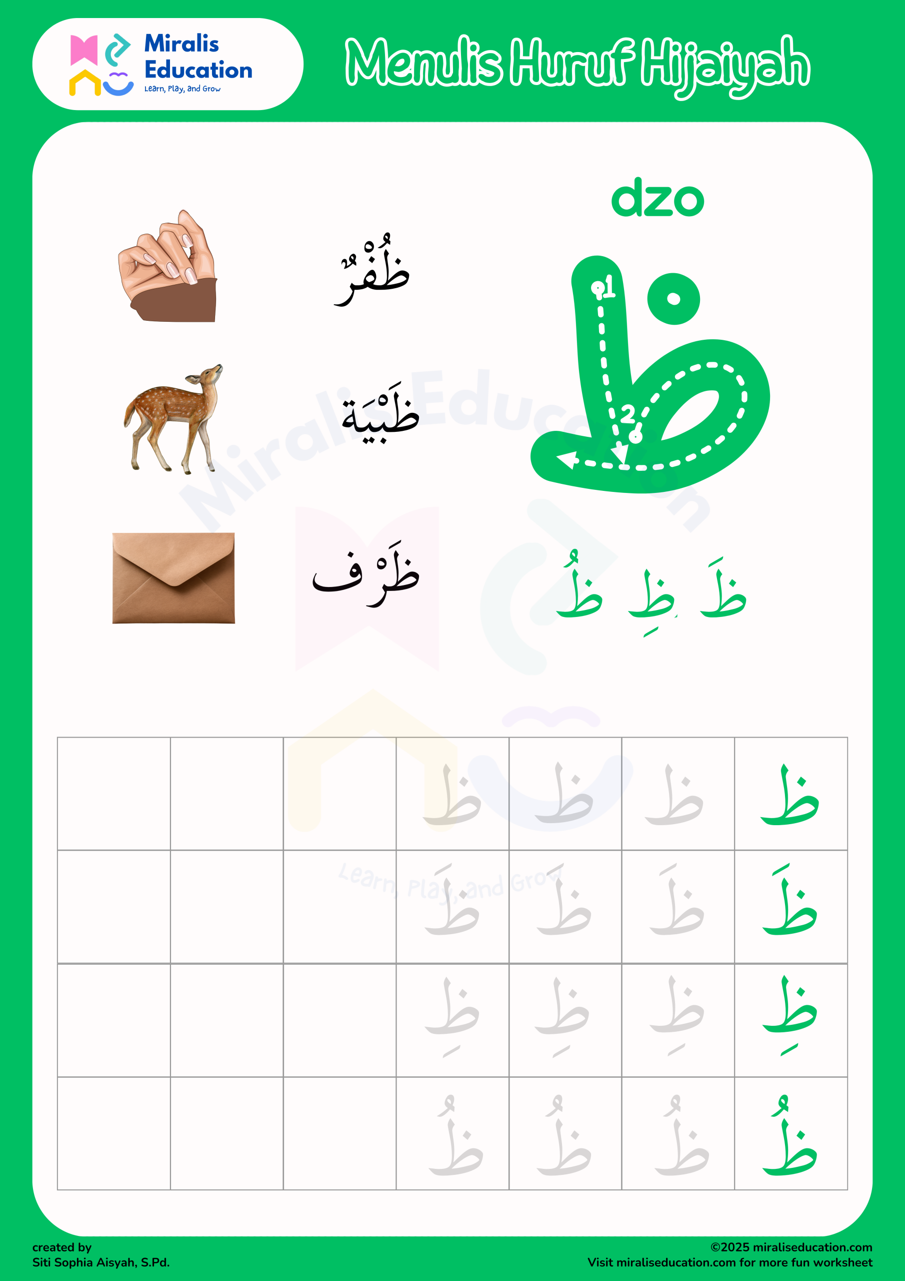 30 Huruf Hijaiyah - Worksheet Huruf Dzo 2025