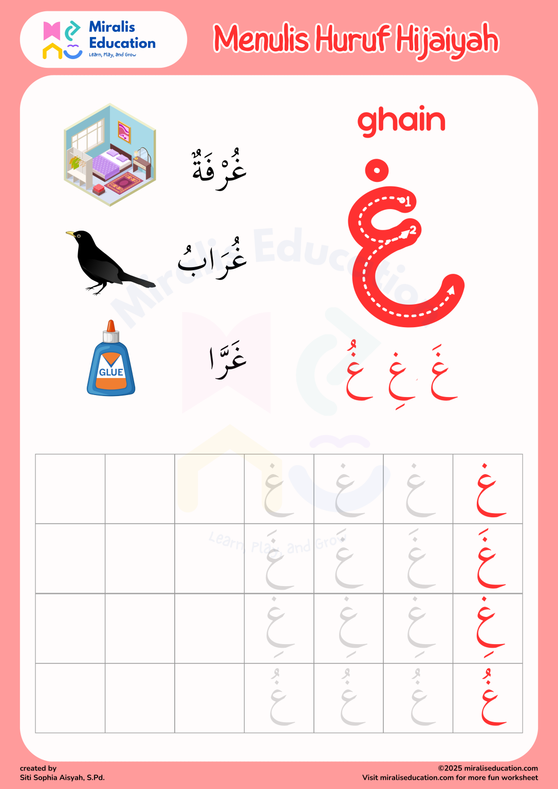 Cara Menulis Huruf Hijaiyah - Worksheet Huruf Ghain 2025