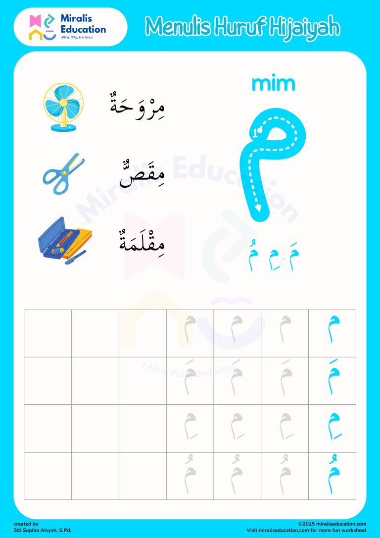 Menulis Bahasa Arab - Worksheet Huruf Mim 2025